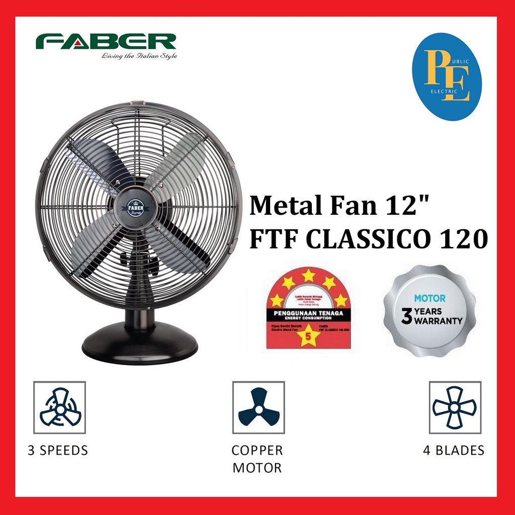 Faber 12" Metal Table Fan - FTF CLASSICO 120 | Shopee Malaysia