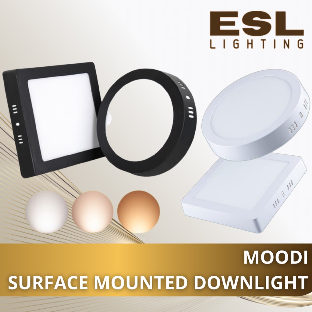 ESL LIGHTING MOODI Downlight Surface Mounted Color Black White Frame ...