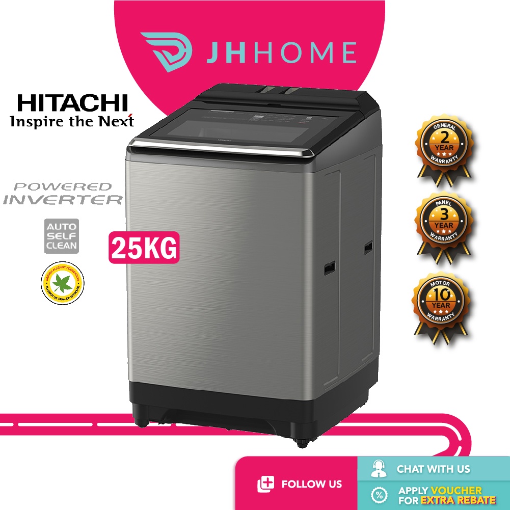 Hitachi 25KG Top Load Inverter Washing Machine SF-250ZFVAD | Dual Jet ...