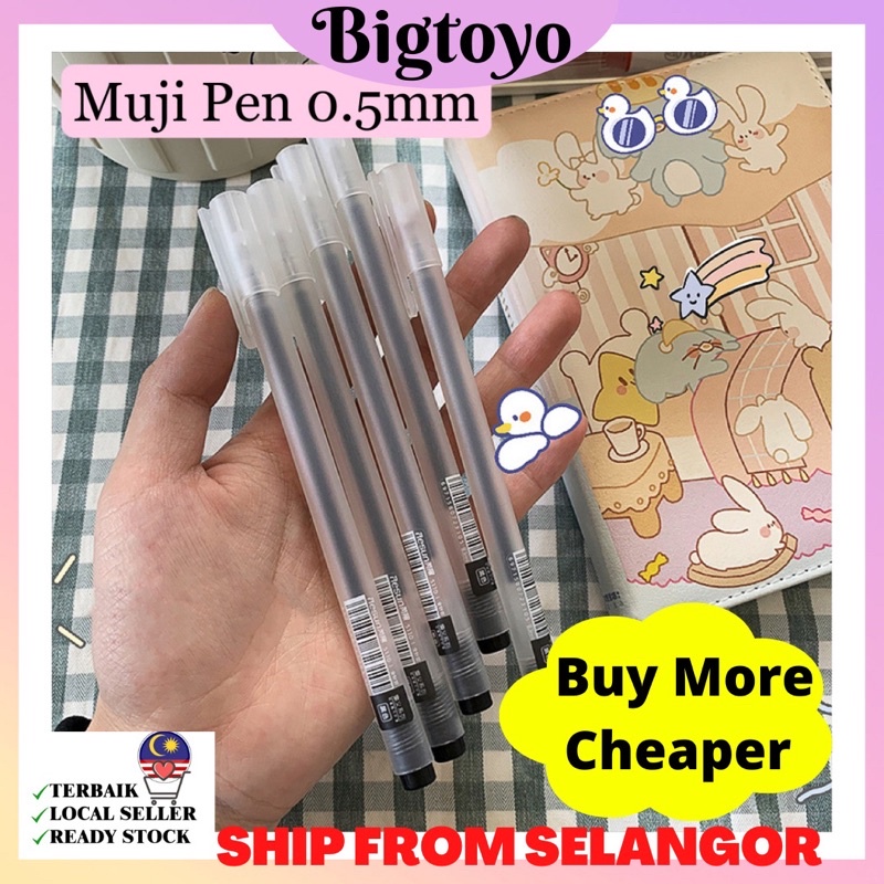 Ins MUJI Style 0.5mm Gel Pen Black Red Blue Ink Stationery Pen Murah ...