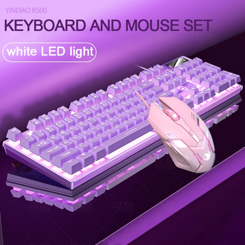 Pink Purple Girl Cute LED Backlight Gaming Keyboard and Mouse set ...