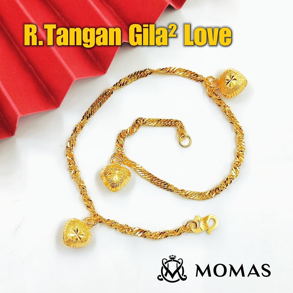 Rantai Tangan Gila Gila Love Emas 916 Tulen Gelang Emas 916 Tulen Love ...