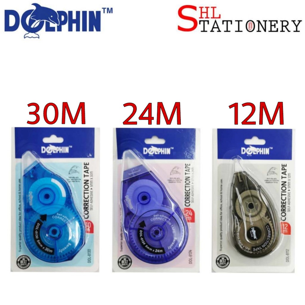 DOLPHIN Correction Tape 12m / 24m / 30m (DOL-8112 / 8124 / 8130 ...