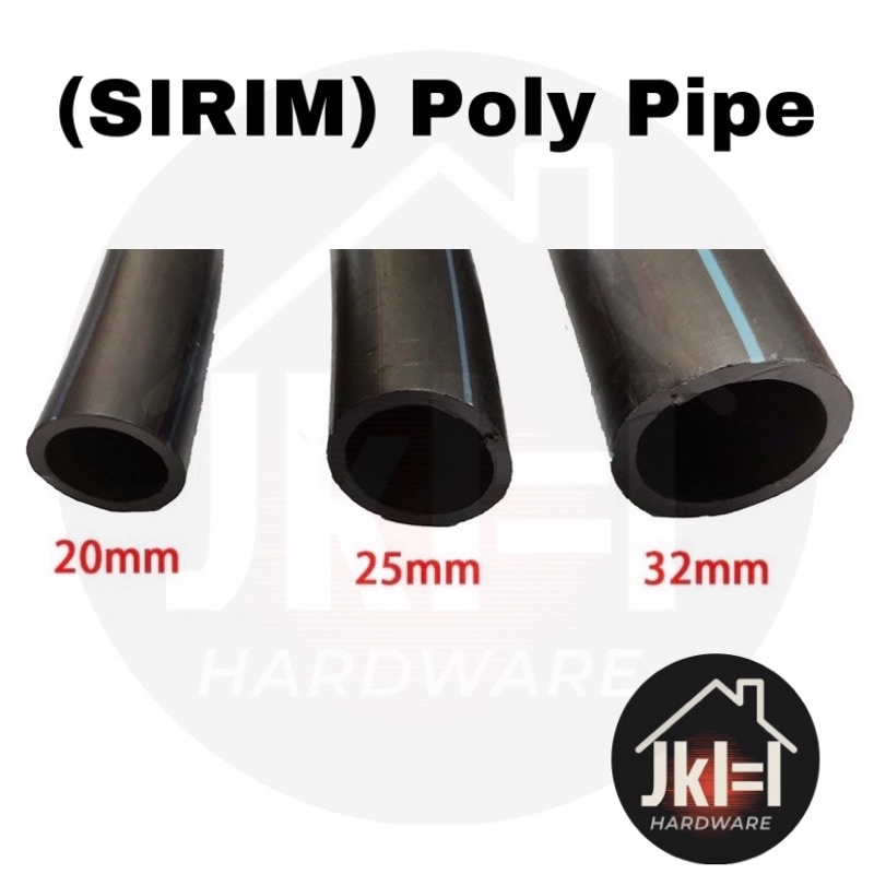 SIRIM 20mm 25mm 32mm HDPE Poly PP Polyethylene Black Poly Pipe Poli ...