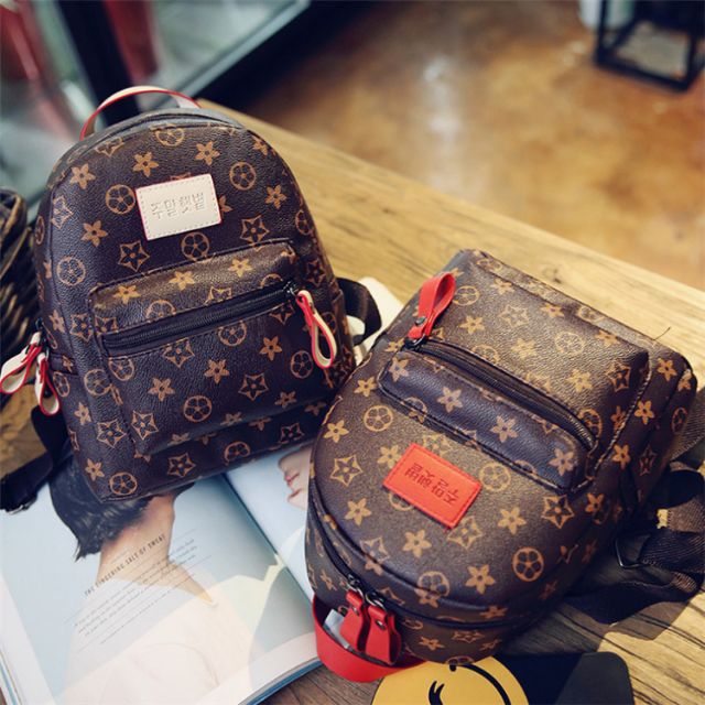 Summer new old flower mini backpack women's fashion PU small backpack ...