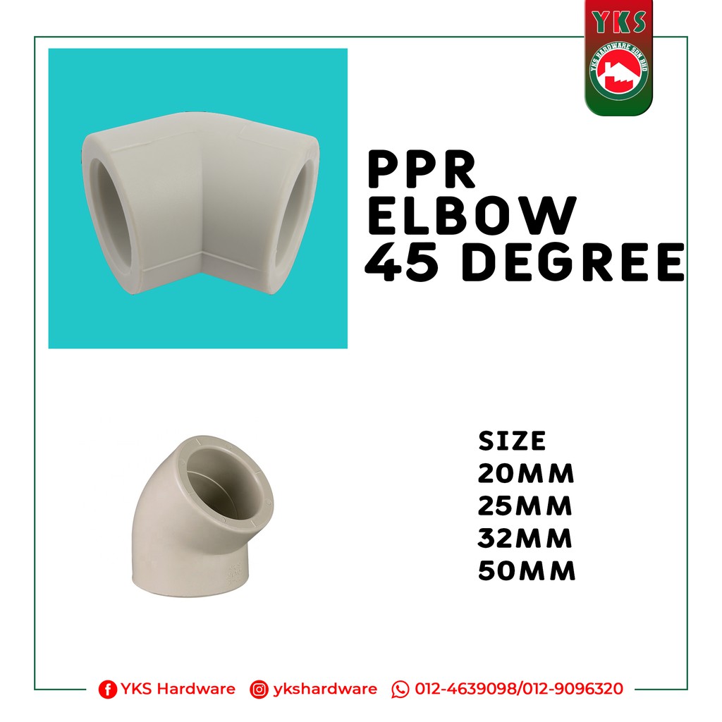 PPR ELBOW 45 DEGREE - Pipe & Fittings System | Shopee Malaysia