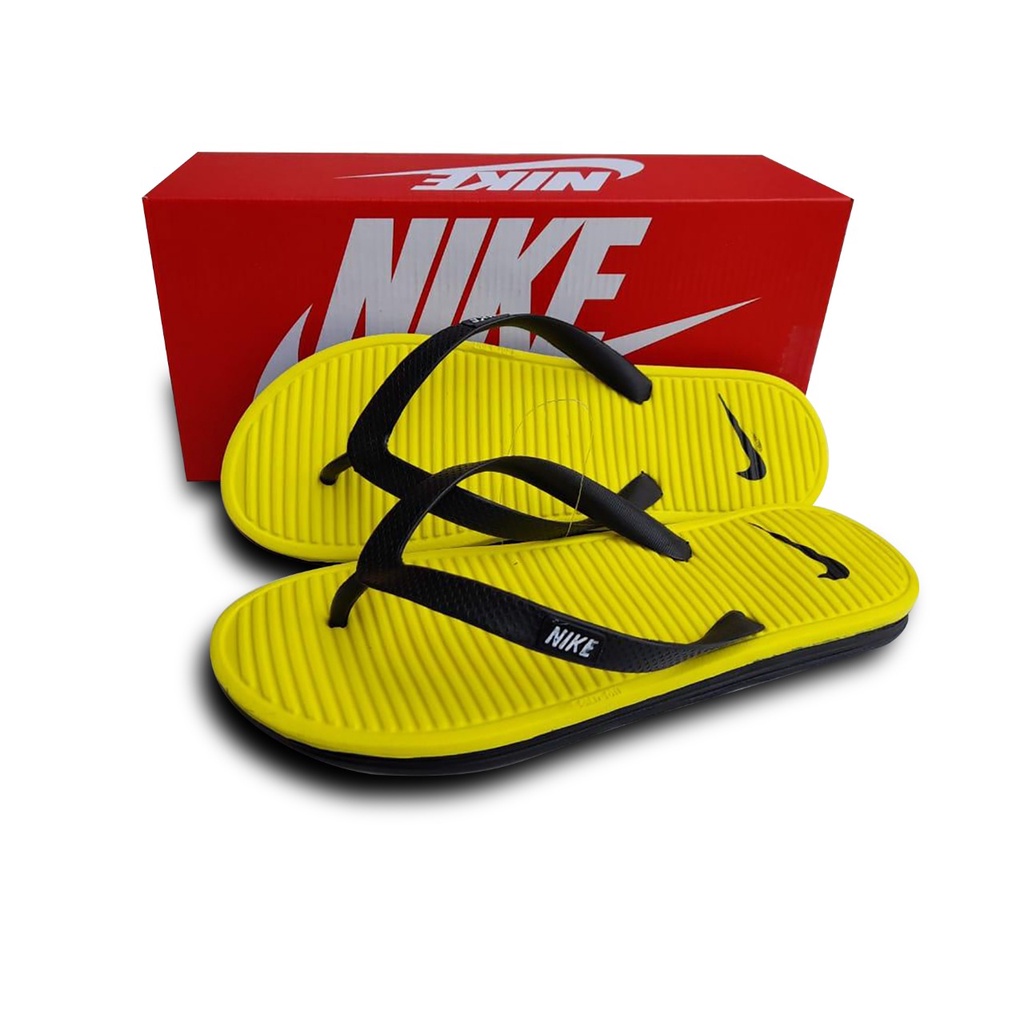 HITAM Nk Solarsoft Thong Men's Flip-flops 2-Rubber-Yellow Black ...