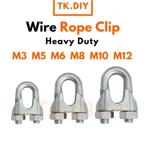 【TK.DIY】Wire Rope Clamp U-Bolt (GI) Galvanized Wire Rope Clip M3 - M12 ...