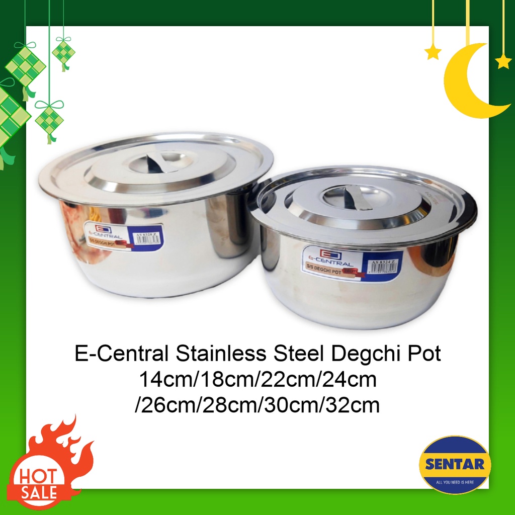 [100% Original] E-Central Stainless Steel Degchi Pot (14cm/18cm/22cm ...