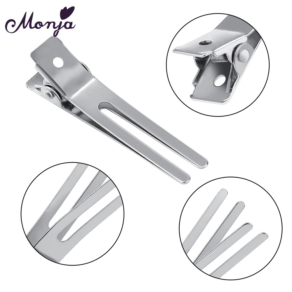 Monja 1pc Steel Hair Clips Curl Setting Hairpins Double Prong Barrettes ...