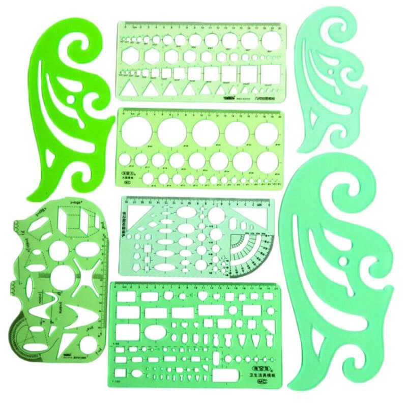 Multi Shaped Plastic Ruler Painting Drawing Template Oval Geometric ...