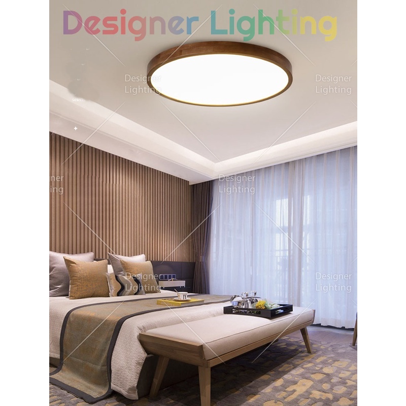 26cm/40cm/50cm Darkwood Oak Style Wood Print Panel Lampu Kayu Style ...