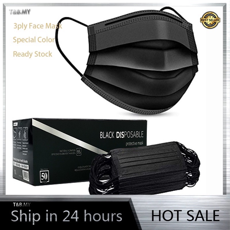 [MALAYSIA] READY STOCK FAST DELIVERY 3PLY MASK HITAM DISPOSAL ...