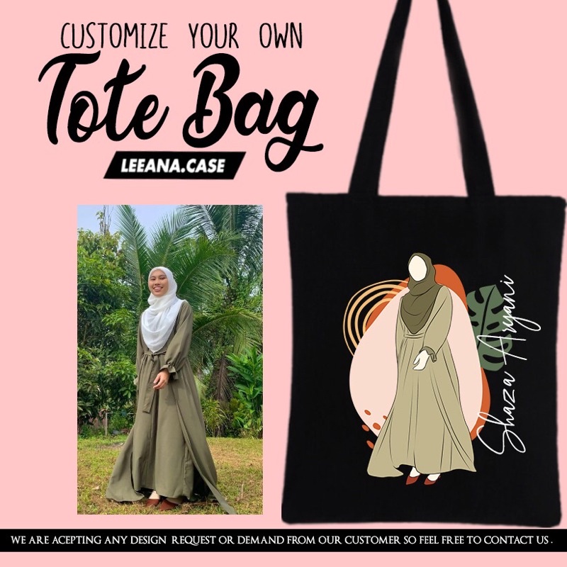 TOTE BAG NAME PERSONALIZED AND CARTOONIZE FOR FREE CUSTOM NAMA CANVAS ...