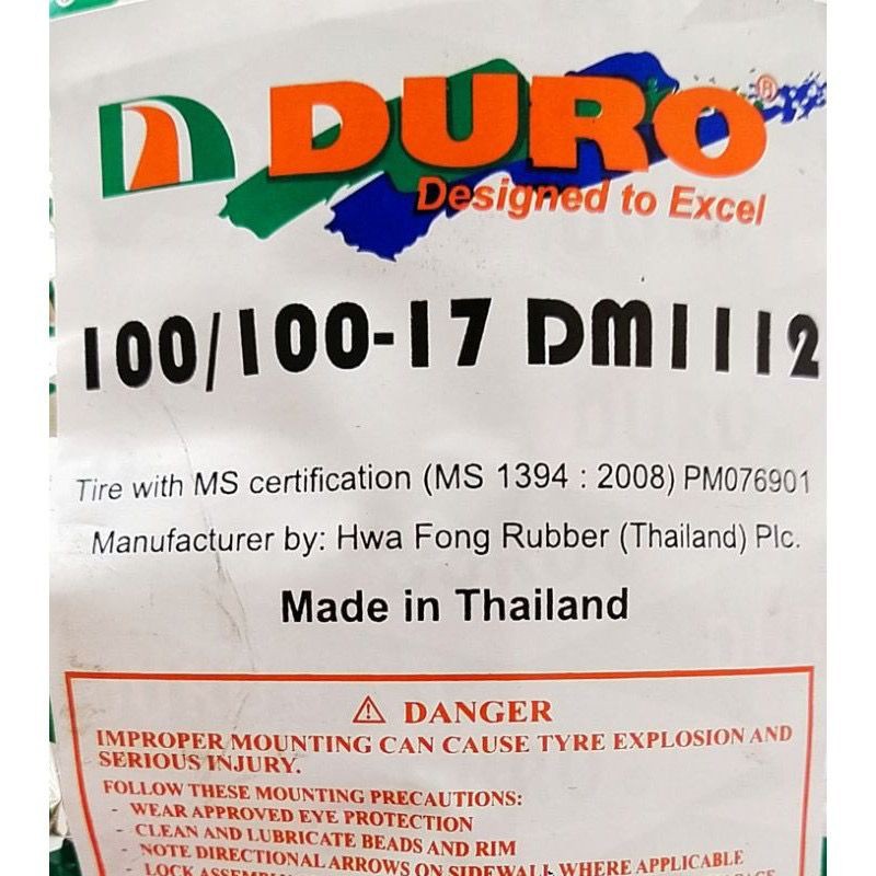 DURO TAYAR 100/100-17 THAILAND OFF-ROAD/MOTORCROSS/DADU(JENIS TUIB) 100 ...