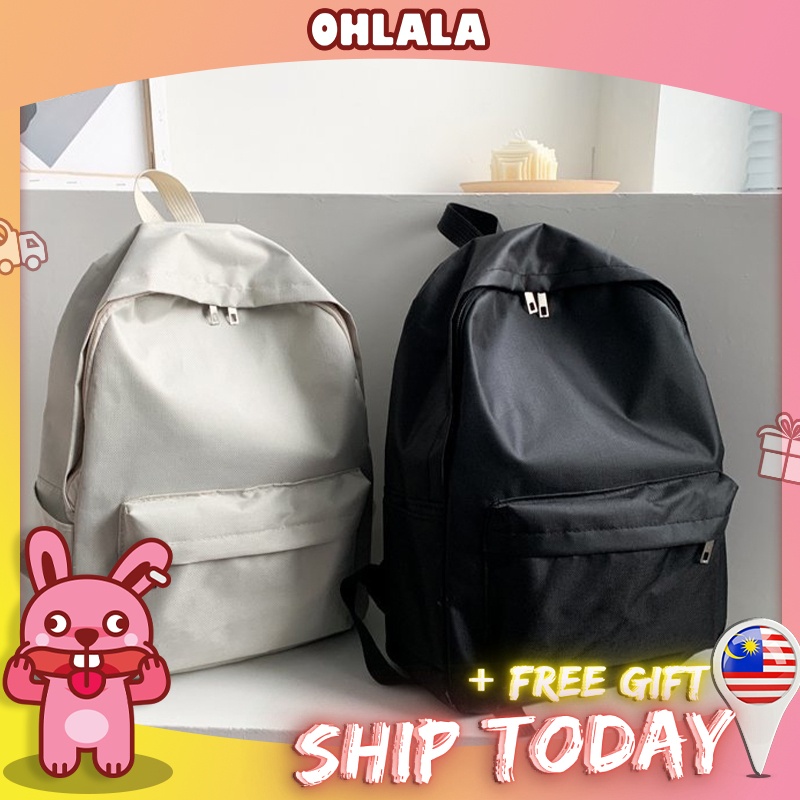 READY STOCK🔥OLL Schoolbag Korean Retro Large Capacity Plain Colour ...