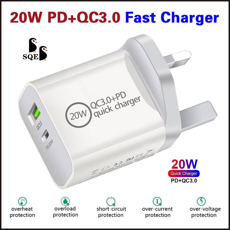 20W Dual Port PD&QC 3.0 Phone Charger Adapter Fast Charging 2 Ports PD ...