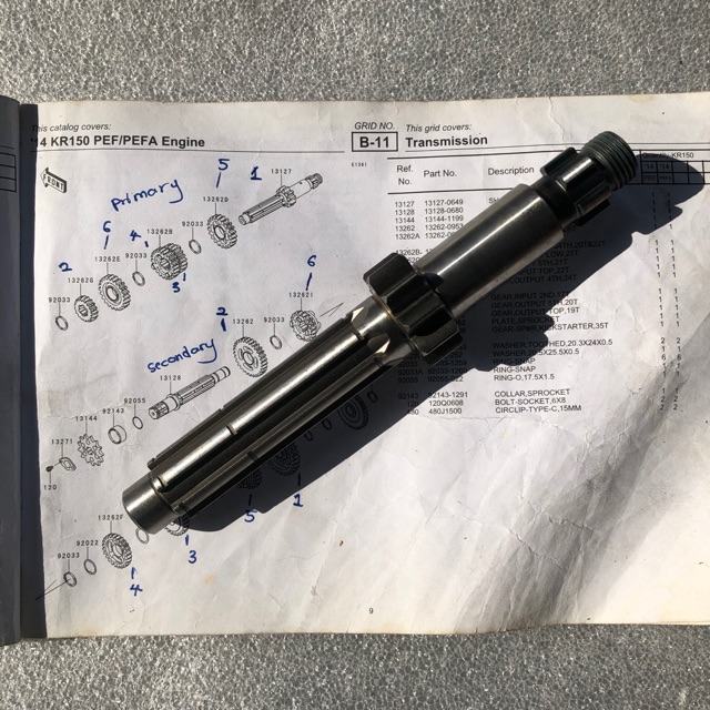 KAWASAKI ZX150/NINJA 150RR SHAFT GEARBOX PRIMARY INPUT ORIGINAL ...