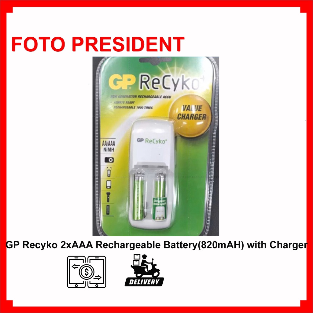 GP Recyko 2xAAA Rechargeable Battery(820mAH) with Charger | Shopee Malaysia