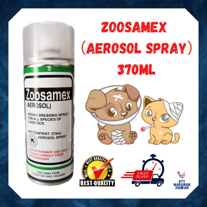KTT Zoosamex Aerosol Spray 370ml Pets Wound Spray Luka Bernanah Dan ...