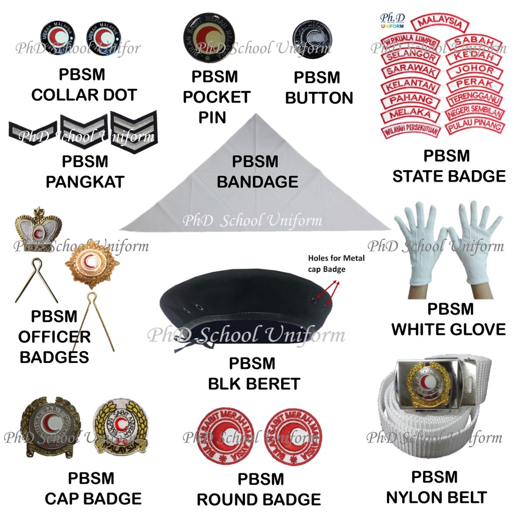 PhD PBSM Full Accessories / Aksesori Lengkap Kadet Persatuan Bulat ...