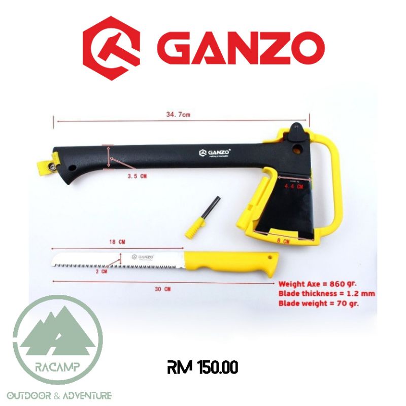 Ganzo Axe with Saw and Fire Starter (Limited Unit) (FREE GIFT) | Shopee ...