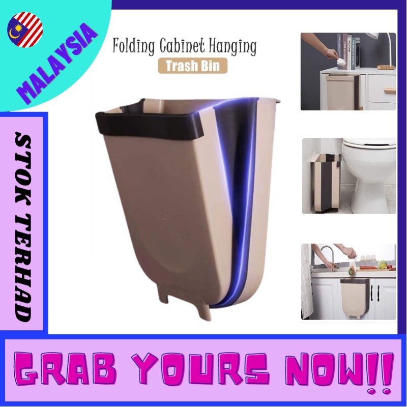 Kitchen Wall Mounted Folding Dustbin Cabinet Door Foldable Hanging ...