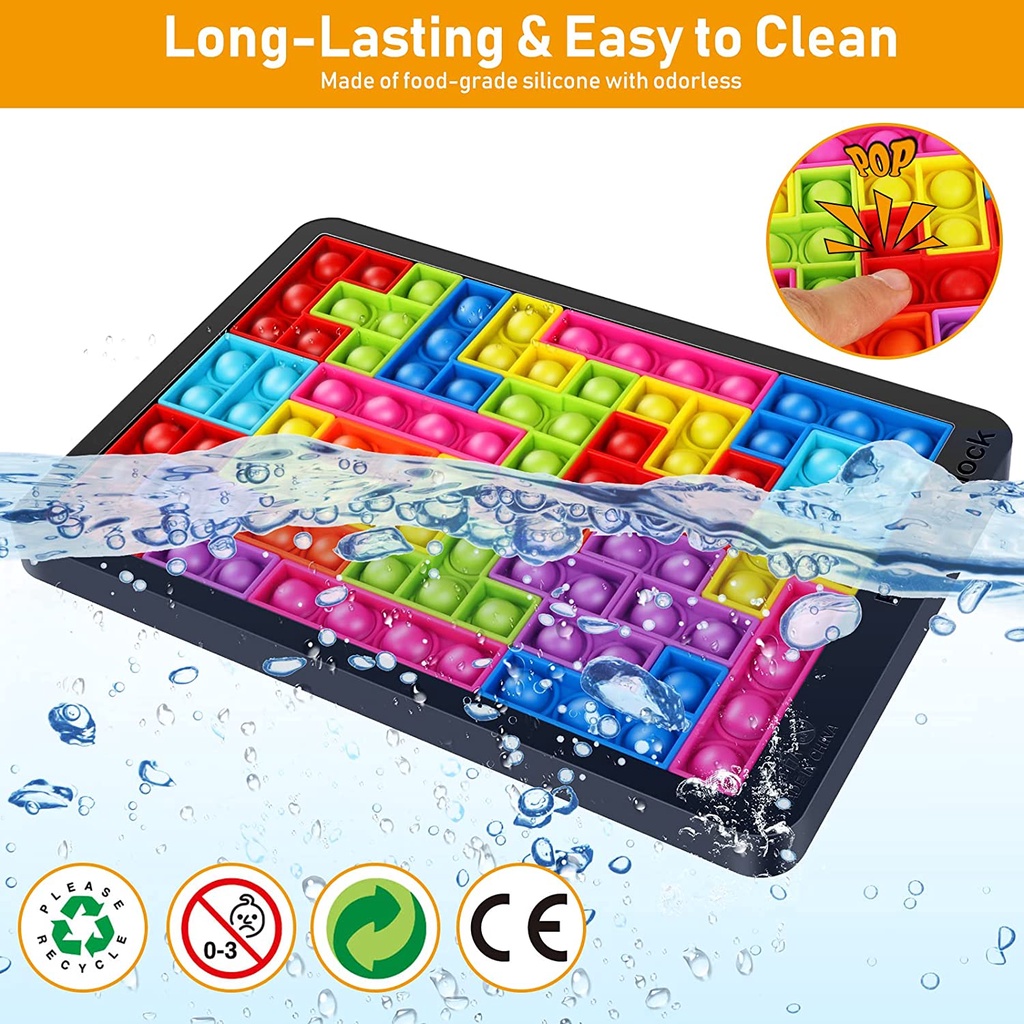 Tetris Jigsaw Puzzle Fidget Toys Pop It Bubble Sensory Needs Stress ...