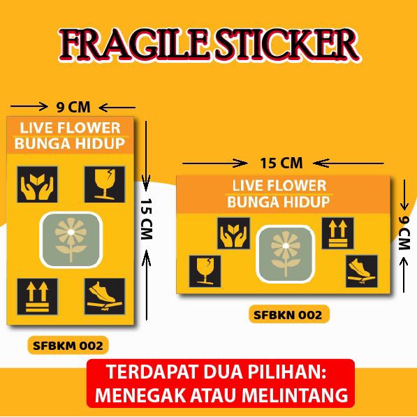 🔥BUY 1000 GET 100🔥 STIKER FRAGILE BUNGA HIDUP / STICKER FRAGILE LIVE ...