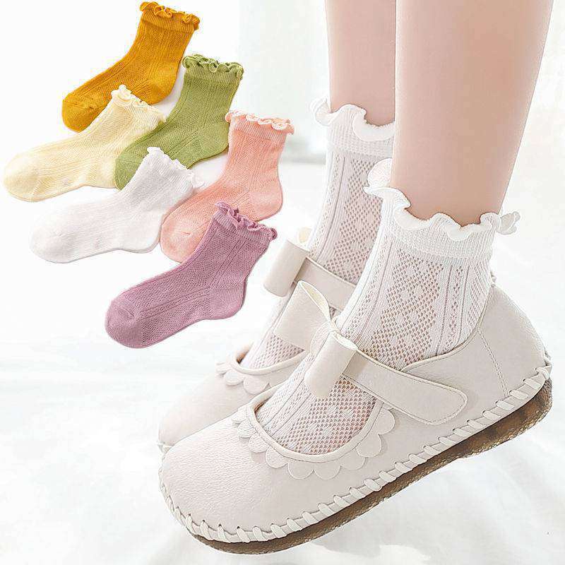 Kids Girls Mesh Socks Plain Fungus Edge Baby Socks Thin Lace Princess ...