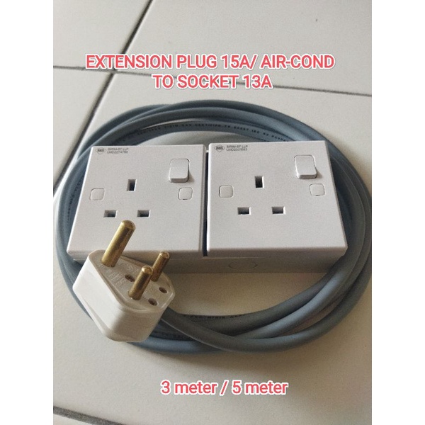 EXTENSION WIRE PLUG 15A/ AIR-COND TO SOCKET 13A (WAYAR PENYAMBUNG PLUG ...