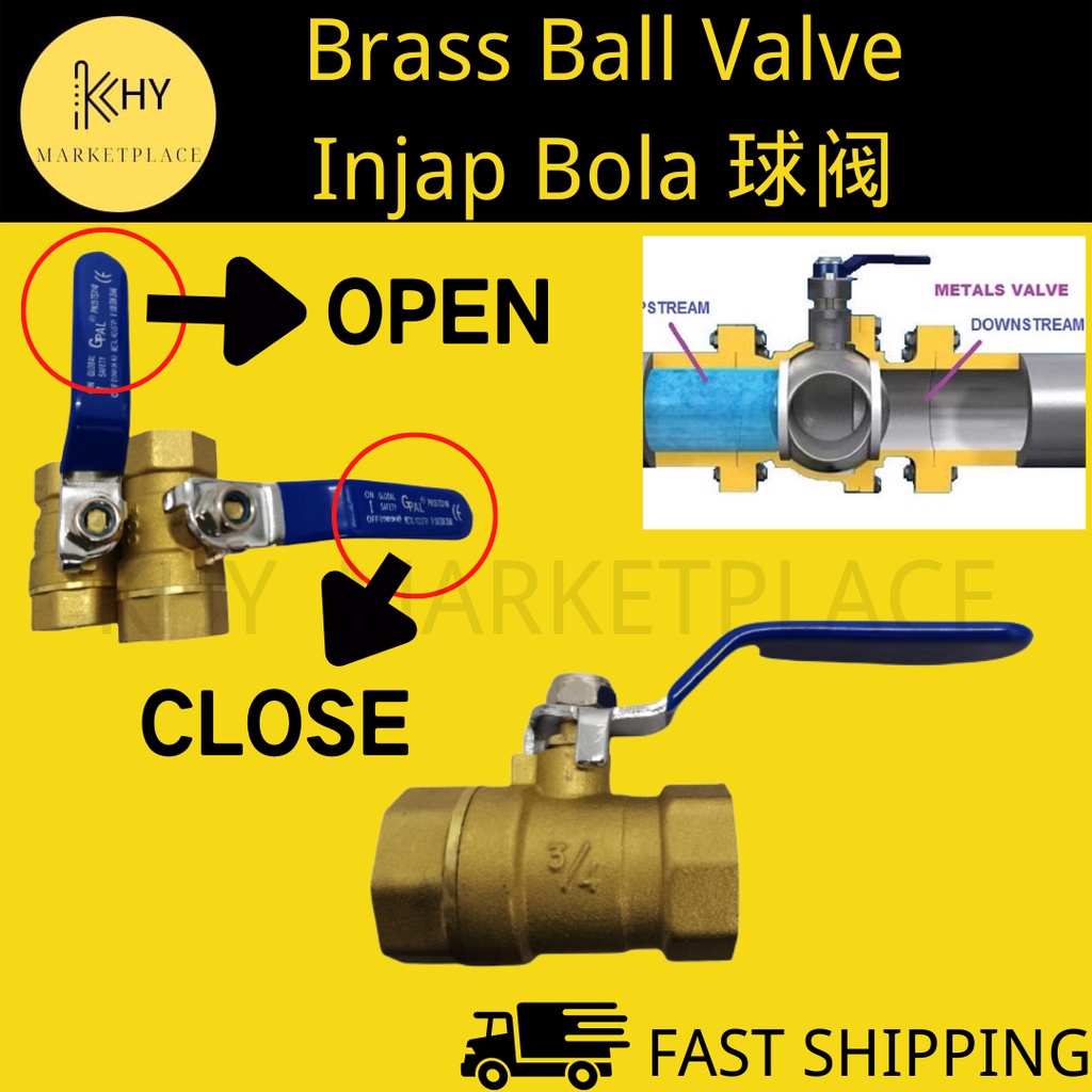 Brass Ball Valves Valve 1/2" 3/4'' Brass Fitting Water Oil Air Gas Fuel ...
