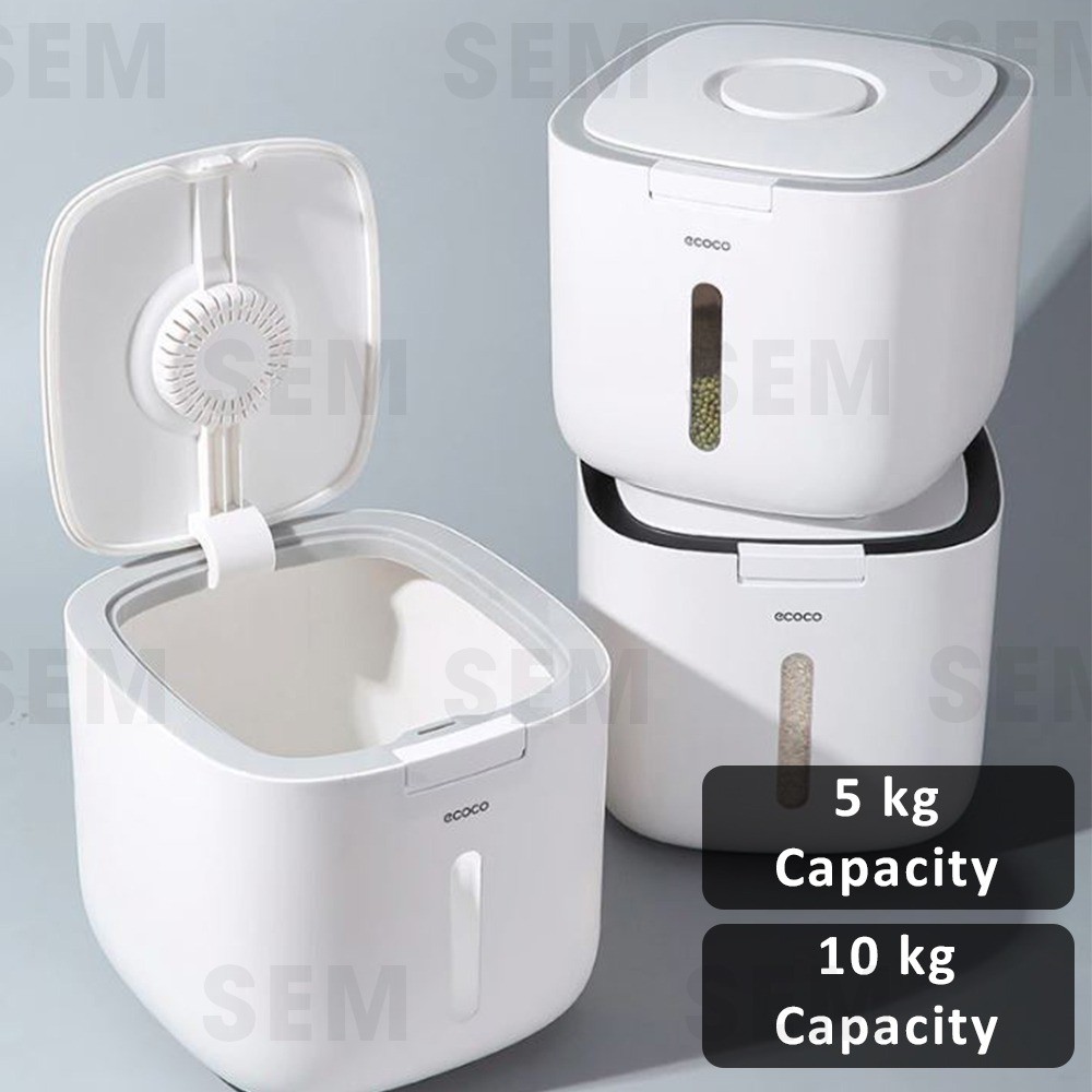 🔥READY STOCK🔥 5KG/10KG ECOCO Rice Storage Container Box /Tempat Bekas ...