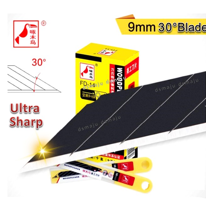 9mm Ultra Sharp 30° Hand Cutter Blade Replacement WoodPecker FD-14 Small Cutter Blade Sharp ...