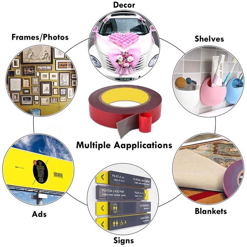 APOLLO Double Sided Foam Tape (General Purpose) - 12mm, 18mm, 24mm x 9m ...
