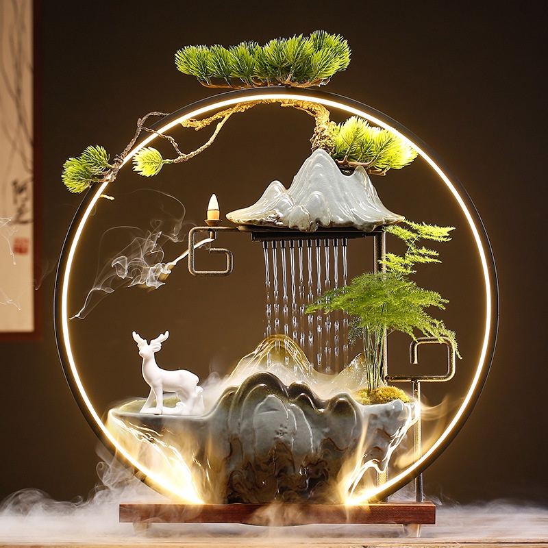Lucky Flowing Water Fountain Landscape Zen Ornaments Living Room ...