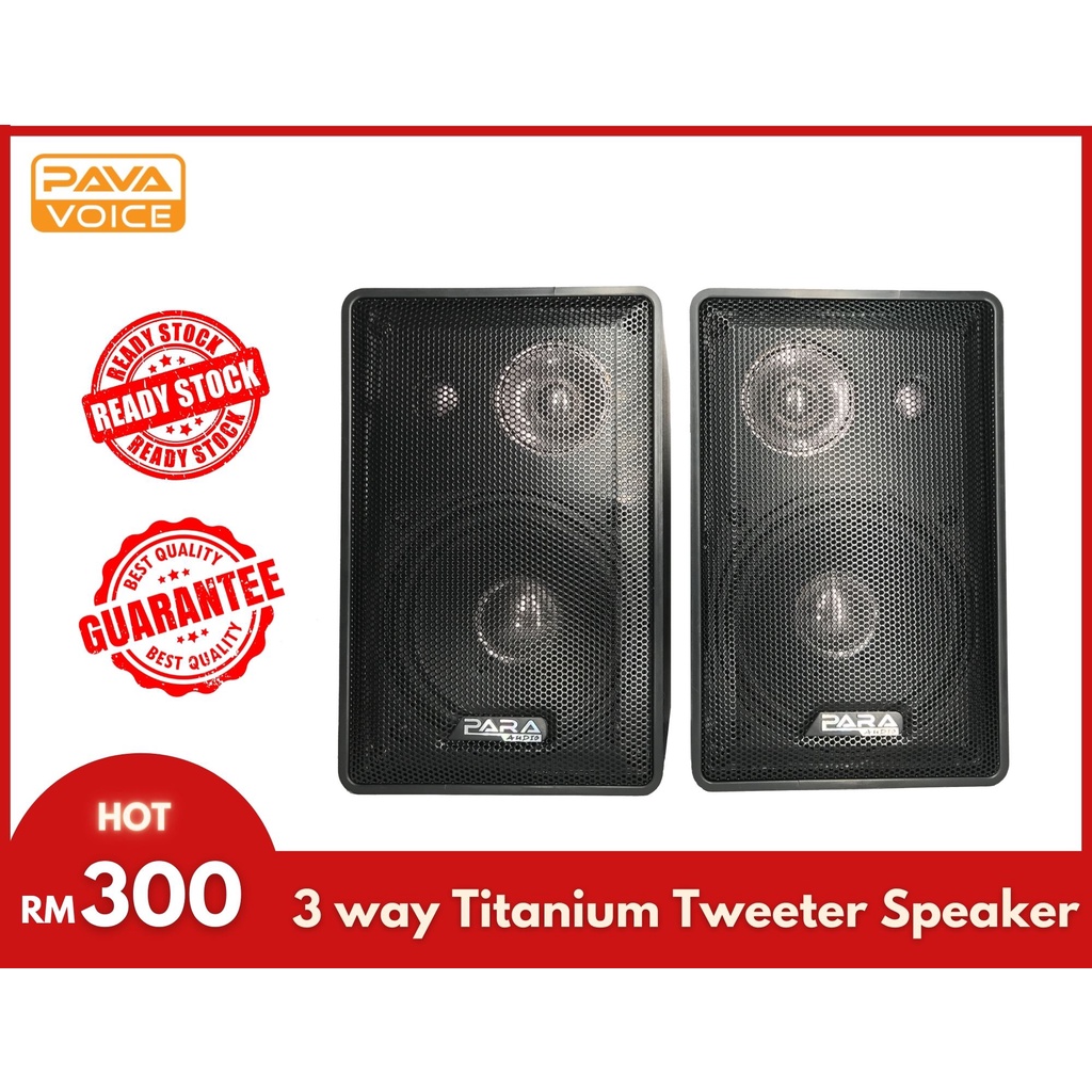 PARA AUDIO 4" 3 way Titanium tweeter Box Speaker, 100V or 4 ohm ...