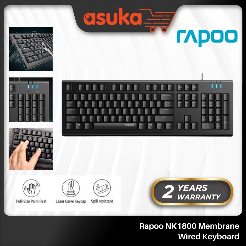 Rapoo NK1800 Membrane Wired Keyboard - 2Y | Shopee Malaysia