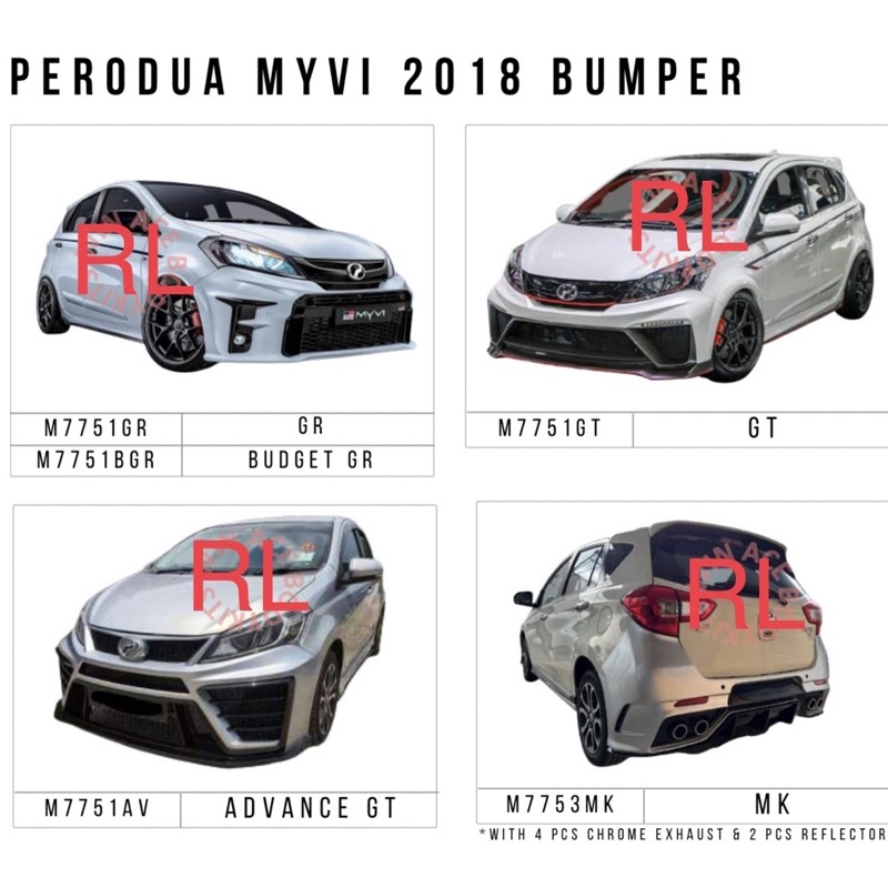 Perodua Myvi G3 2017 2018 2019 2020 Front rear bumper MK GT GR ADVANCE ...