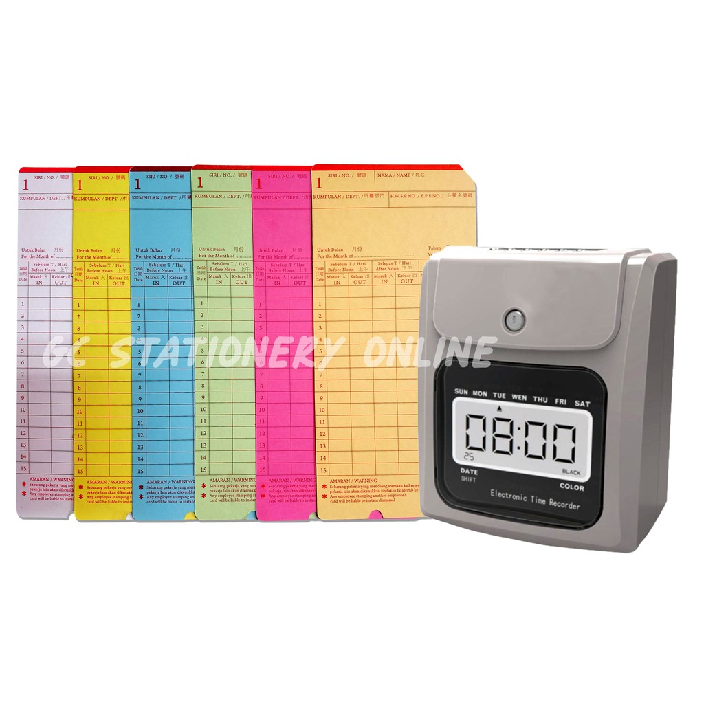COLORED PUNCH CARD/KAD TIME ATTENDANCE & RECORDER 320GSM 100SHEETS 打卡卡片 ...