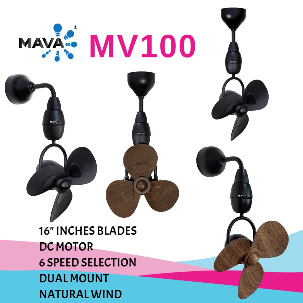 MAVA MV100 Corner Fan Wall Fan with Remote Control MS16 / 16'' Wall ...