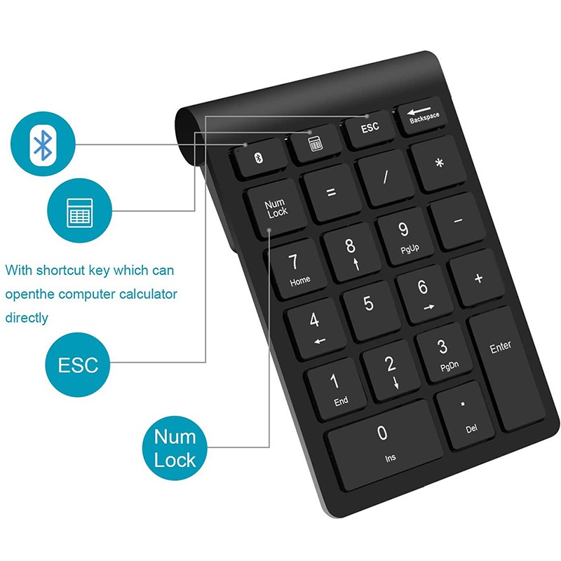 Jomaa 22 Keys Bluetooth Numeric Keypad Wireless Number Keyboard for ...