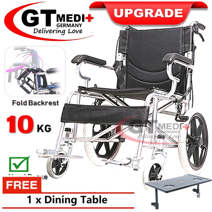 WD-10 GT MEDIT GERMANY Ultra Lightweight Wheelchair Foldable Travel Transport Wheel Chair ...