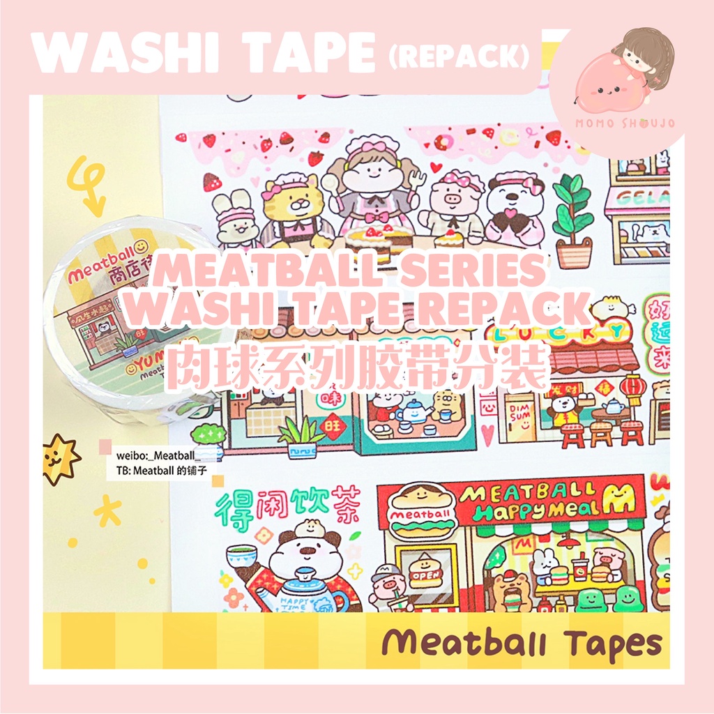 MOMO SHOUJO (REPACK) MEATBALL SERIES WASHI TAPE 肉球系列胶带分装 | Shopee Malaysia