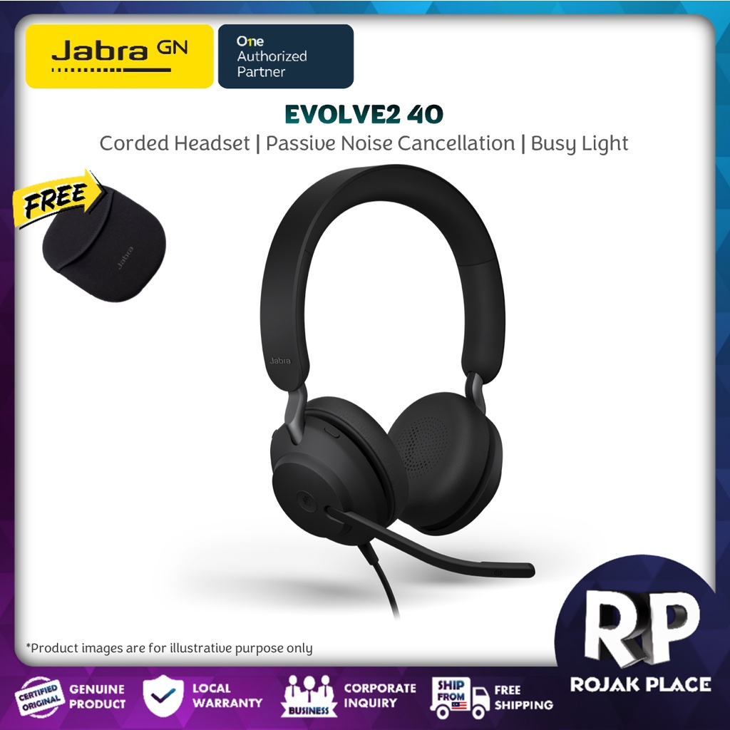Jabra Evolve2 40 SE Corded Professional Stereo Headset Binaural ...