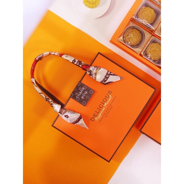 Premium Modern Style Orange Colour Portable Mooncake Box Packaging ...