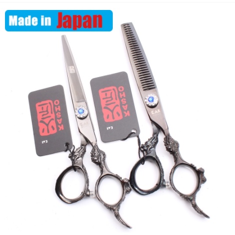 Spot Japan 440C Kasho 6inch Hairdressing Scissors Black Dragon barber ...