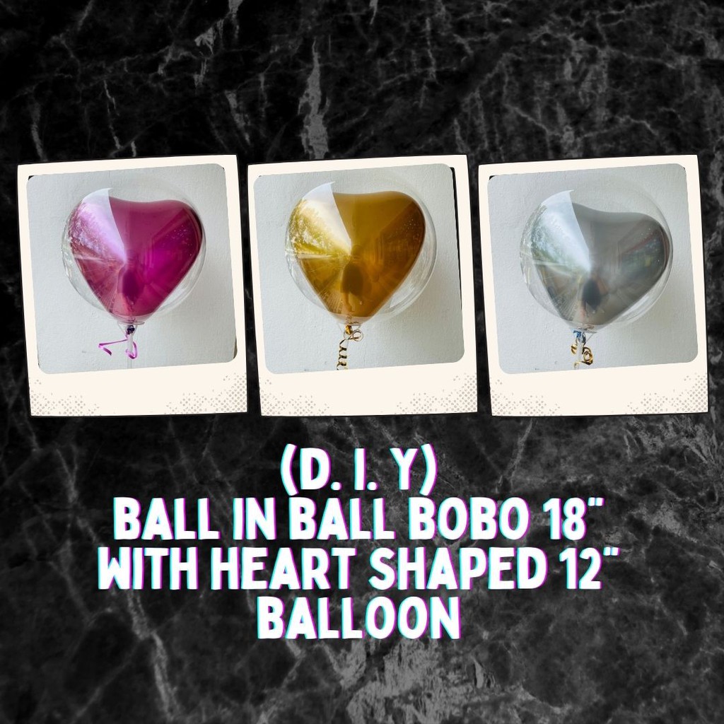 DIY Set Kit Bobo Balloon With Heart Shape Chrome Balloon Helium Balloon ...