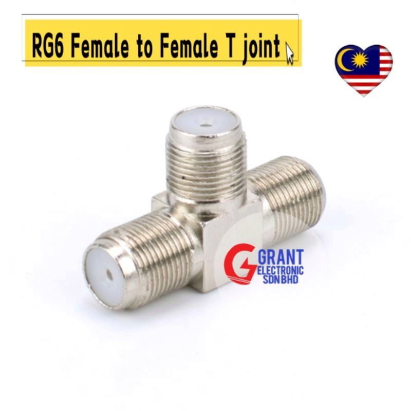 3Way F Type Female to Female T Connector Adaptor T Joint RG6 Coaxial ...