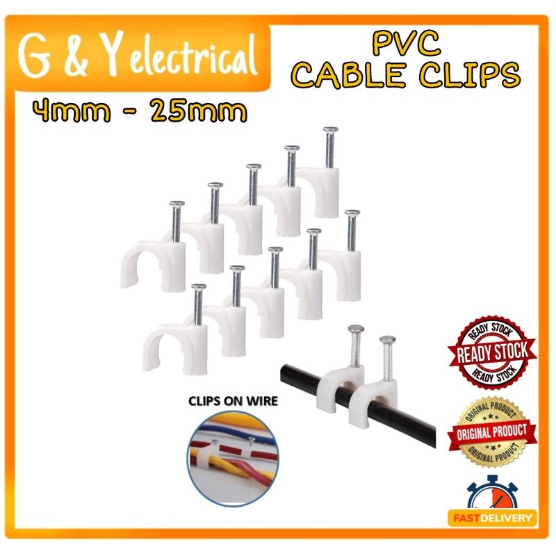 PVC Cable Clips 4mm-25mm / Wall Insert Electric Wire Cable Nail Clips ...